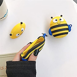Silicone Case for Airpods Pro, Cute Cow Bees Protective Soft Rubber Cover Skin with Keychain for Kids Teens Girls Boys (Bee Case)