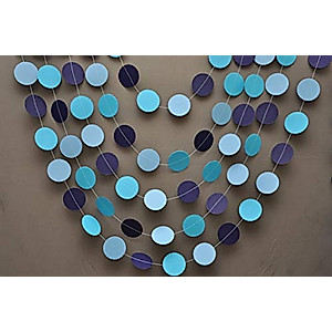 Paper Garland, party decor, Circles paper garland BLUE, light, medium and marine, Birthday party, children's room, nursery, photo props