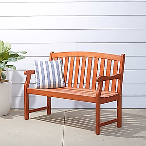 VIFAH V208E Harley Coastal Eucalyptus Wooden Bench for 2 Seater in Entry Way