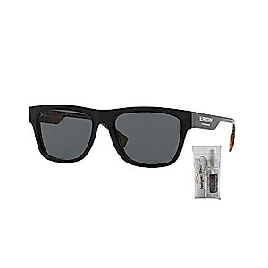 BURBERRY BE4293 377381 56M Black/Polarized Grey Square Sunglasses For Men+ BUNDLE with Designer iWear Complimentary Care Kit