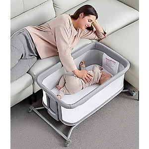 RONBEI Baby Bassinet, Bedside Bassinet for Baby Easy Folding and Storage Bassinets for Newborn/Infants Portable Travel Lightweight Bassinet