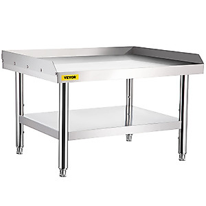 VEVOR Stainless Steel Equipment Grill Stand, 48 x 30 x 24 Inches Stainless Table, Grill Stand Table with Adjustable Storage Undershelf, Equipment Stand Grill Table for Hotel, Home, Restaurant Kitchen