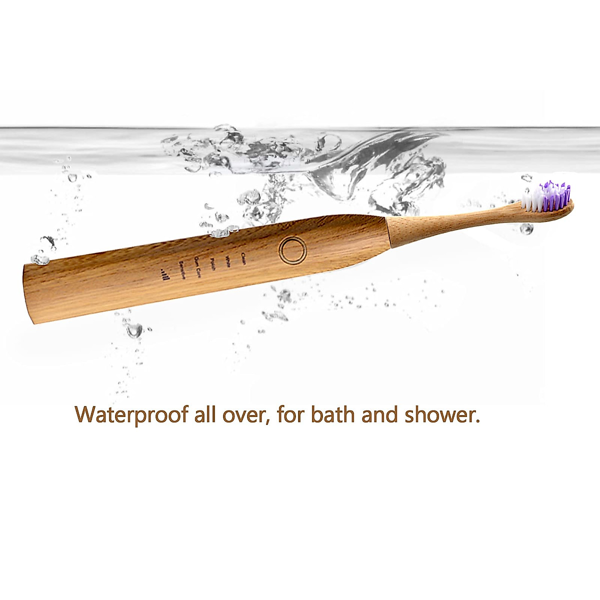 Circle Elephant Biodegradable Electric Natural Bamboo Sonic Toothbrushes Have Rechargeable&Replaceable Bamboo Toothbrush Heads, Threaded BPA-Free Soft Bristles in Color. Perfect Trendy Giftset.