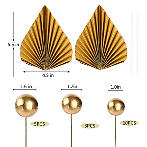 Gold Palm Leaves Mini Balloons Balls cake Toppers for Boho Birthday Wedding Baby Shower Party Decoration Supplies (Gold)