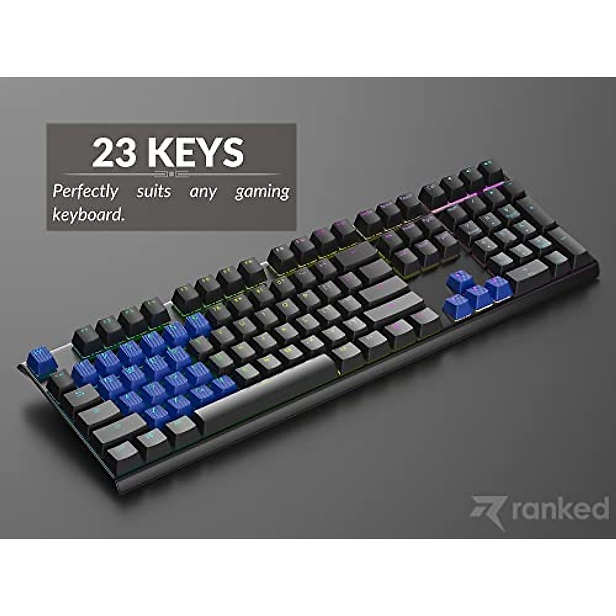 Ranked Rubber Keycap Set | Double Shot Translucent | OEM Profile for Mechanical Gaming Keyboard (Dark Blue, 23 Keys)