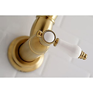 Kingston Brass KS3107BPL Wall Mount Pot Filler Kitchen Faucet, Brushed Brass