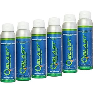 O2 Blast - Pure Oxygen Supplement, Quick Recovery for Exercise and Focus, Sanitary flip top Cap (4 Liter Oxygen Canisters - 6 Pack - Natural)