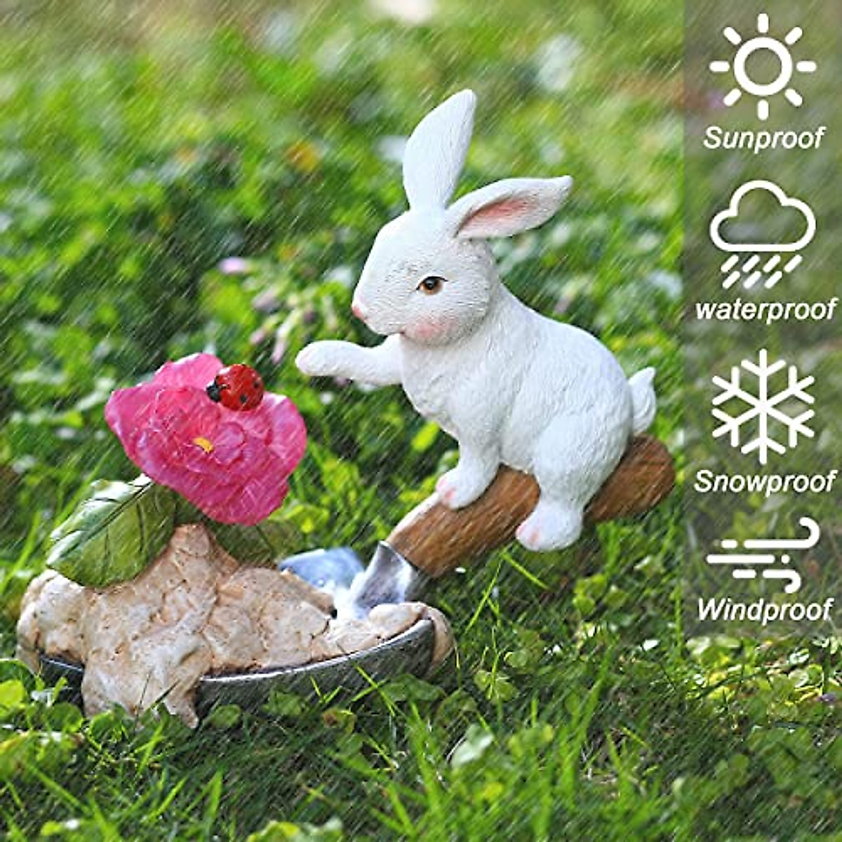 TOGYEUK Solar Rabbit Garden Statue - Outdoor LED Decor & Gift