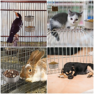 Dog Crate Water Bowl, 2 Pack No Spill Hanging Cage Food Bowls for Kennel Puppy Cat Bird Bunny Stainless Steel Metal Mountable Small&Medium Feeding Dish Wall Mounted Attachable Crates Pet Feeder