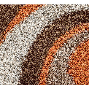 Rizzy Home Kempton Collection Polyester Area Rug, 5' x 7', Multi/Orange/Brown/Khaki Stripe
