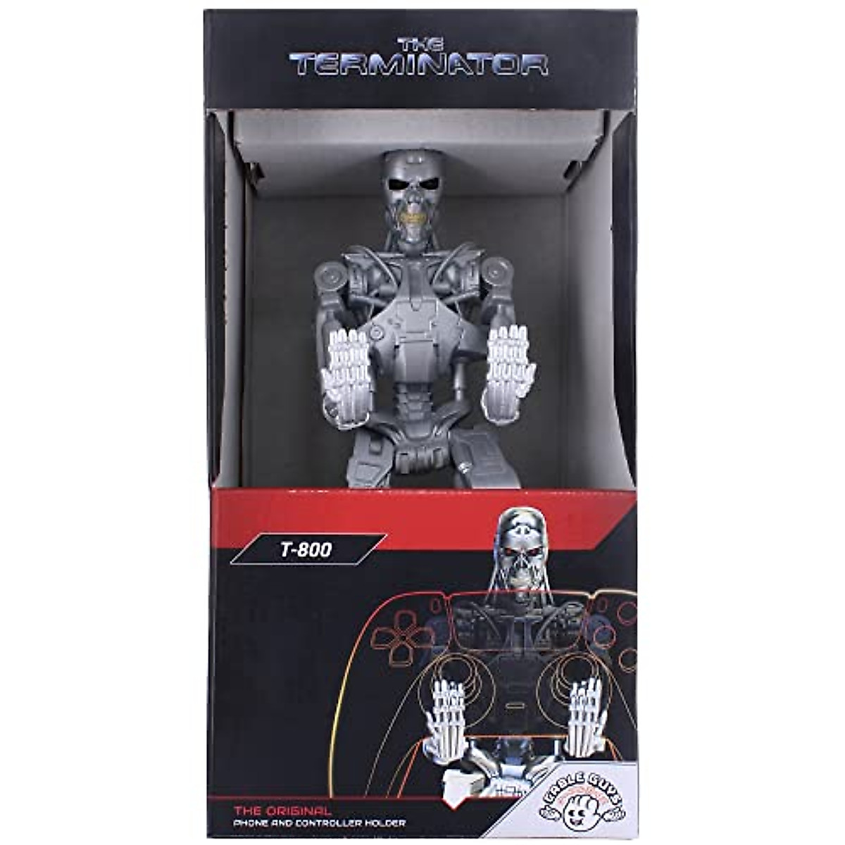 Exquisite Gaming: Terminator T-800 - Original Mobile Phone & Gaming Controller Holder, Device Stand, Cable Guys, Licensed Figure