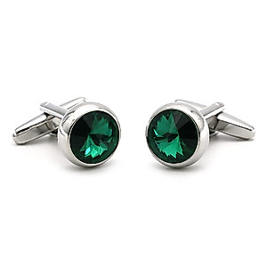 iGame Men's Luxury Crystal Cufflinks Green Color Stone Quality Wedding Cuff Links with Gift Box