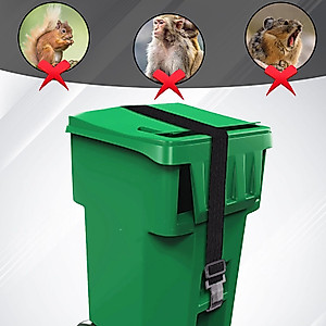 PEUTIER 4 PCS Wheelie Trash Bin Can Lid Lock for Animals, Adjustable Trash Can Bands Dustbin Lock Garbage Can Lid Lock Straps for Animals Outdoor Squirrels Dogs Bears Raccoons
