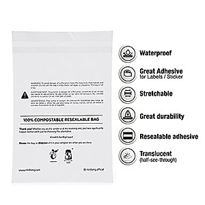 Eco Friendly Clear Bags, 85 count M size (85 pcs 10x 13 inches), Self Seal Cello Frosted Resealable Compostable Shipping Clothing bag for Packaging, Clothes Shirts Cello bags, minliving (M, 85 Pack)