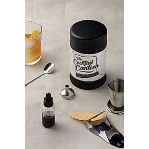 W&P Cocktail Canteen, Travel Cocktail Kit, w/ Cocktail Shaker, Jigger, Bar Spoon, Funnel, Peeler/Zester, & Glass Dropper Bottle, TSA Approved, On the Go Carry On, Stainless Steel,Black