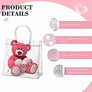 DYaprigo 16 Pieces Small Clear PVC Gift Bag with Handles, Reusable Plastic Gift Wrap Tote Bag, Retail Merchandise Favors Bags for Gifts Wrapping, Shopping Boutique Wedding Birthday Baby Shower Party Favor (7.87" x 7.87" x 3.15")