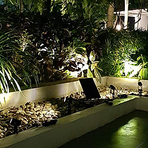 4-Spotlight Mini 50X Solar-Powered LED Spotlight (Warm White LED), Black Finish, Outdoor Garden Yard Landscape Downlight