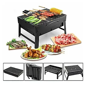 ZICANA BBQ Grill Folding Barbecue Charcoal Grill BBQ Baking Heavy Duty Folding BBQ Tool Kits Outdoor Cooking Camping Hiking Picnic Accessory Picnic