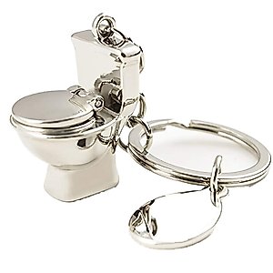 Creative Funny Like Real Close Stool Toilet Model Keychain Key Chain Ring Keyring Keyfob (Toilet)