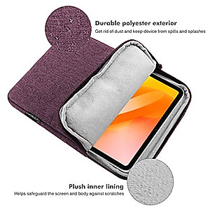 MoKo 12.9 Inch Laptop Sleeve Case Fits iPad Pro 12.9 M2 2022/2021/2020, Galaxy Tab S8+/S9+ 12.4 2022/2023, Surface Laptop Go 12.4", Polyester Bag Fit with Apple Pencil and Smart Keyboard, Purple