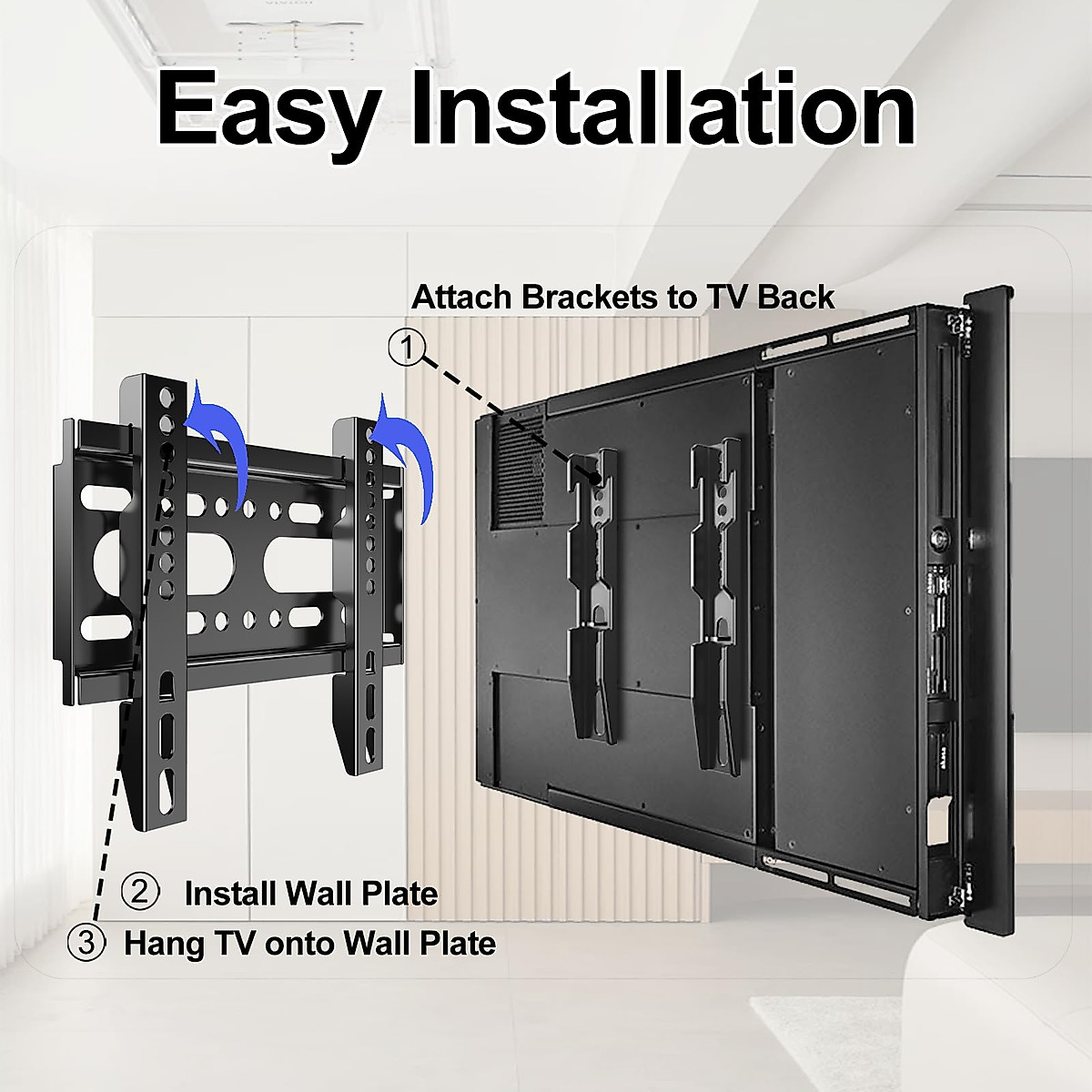 GLWIXY Fixed TV Wall Mount for 14-42" Flat Screen TVs, Small Wall Mount TV Bracket fit 19 24 28 32 35 39 40 inch, VESA Up to 200x200mm 55lbs Max Load, Easy Install Low Profile Monitor Mount Bracket