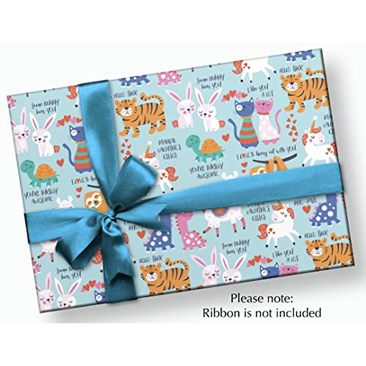 Stesha Party Kids Valentines Day Gift Wrapping Paper - Folded Flat 30 x 20 Inch (3 Sheets)