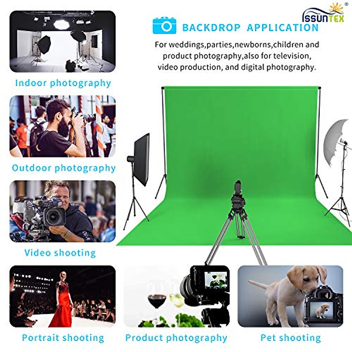 ISSUNTEX 6X9 ft Background Muslin Backdrop, Photo Studio, Collapsible High Density Screen for Video Photography and Television-Green