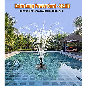 SZMP Floating Pool Fountain 2023 Upgraded, 6W Waterfall Fountain Light Show with 2 Sprinkler Modes, Pond Water Fountain for Above Ground Pool, Pond, Lake, Garden, Outdoor-32.8ft Power Cord & Adapter