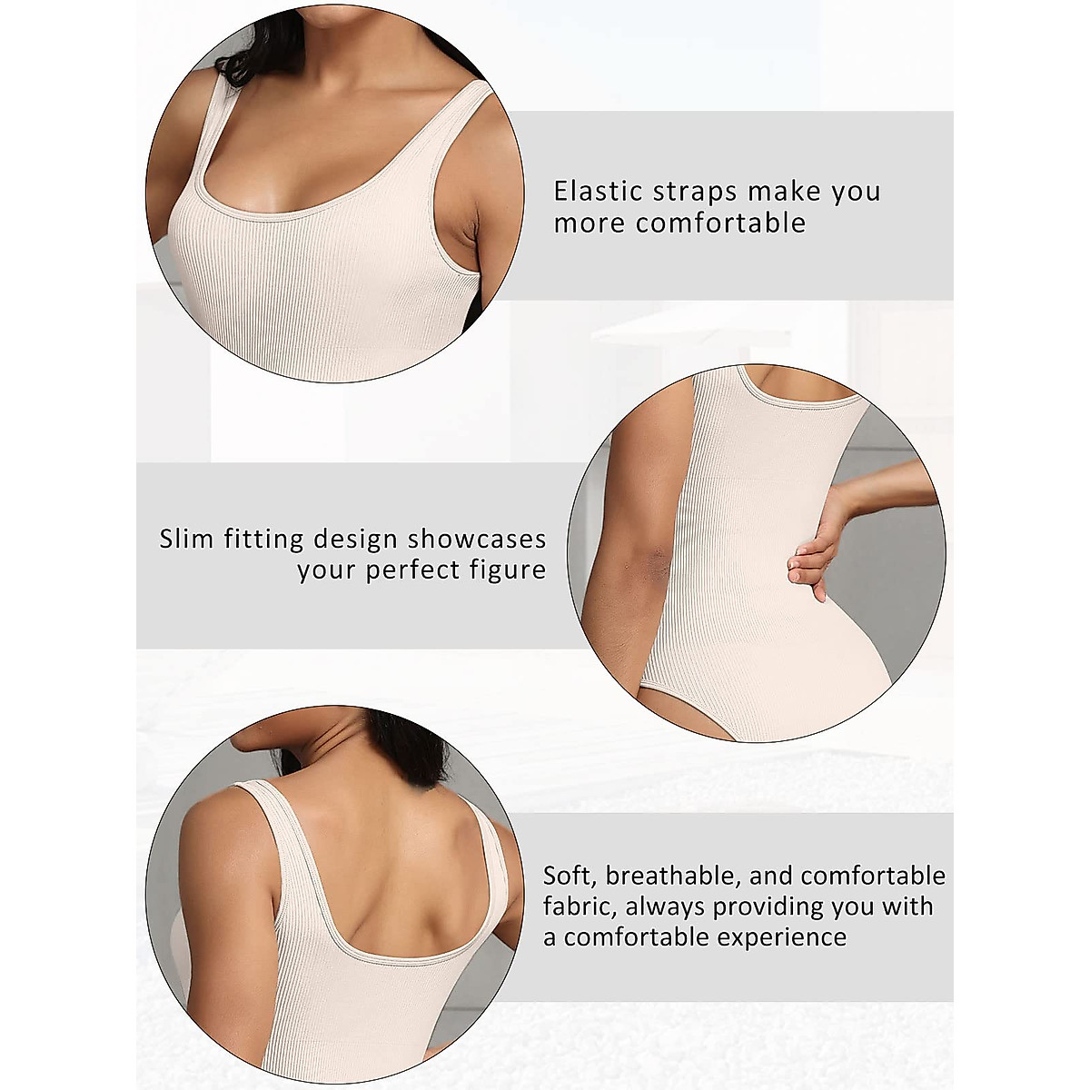 AUTOMET Women's Blackbeigebrown Sleeveless Square Neck Nylon,Spandex Medium Leotard