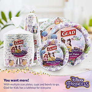 Glad for Kids Disney Princess 9oz Paper Cups | Disney Princess Paper Cups, Kids Snack Cups | Kid-Friendly Paper Cups for Everyday Use, 9oz Paper Cups 24 Ct