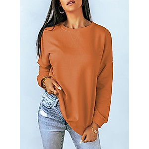Dokotoo Long Sleeve Crewneck Halloween Sweatshirt with Side Split - Loose Fit Solid Pullover Tunic for Women
