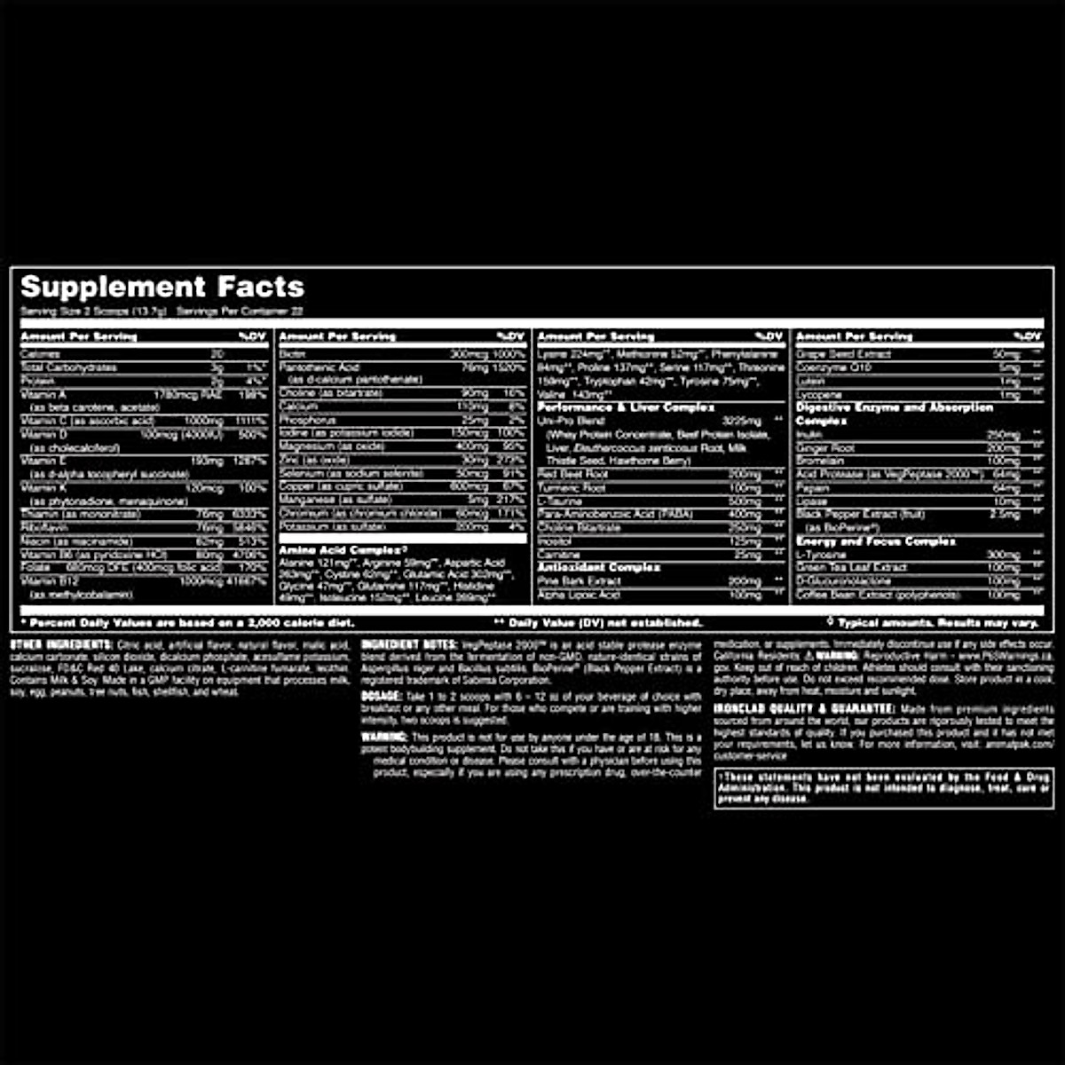 Animal Pak – Convenient All-in-One Vitamin & Supplement Powder – Zinc, Vitamins C, B, D, Amino Acids and More – Sports Nutrition Performance Mulitvitamin for Women & Men – 44 Scoops, Orange Crushed