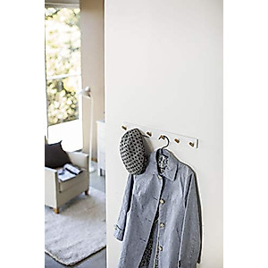 Yamazaki Home Wall-Mounted Saving Coat Hanger-Modern Jacket Holder | Steel + Wood | Hooks, One Size, White