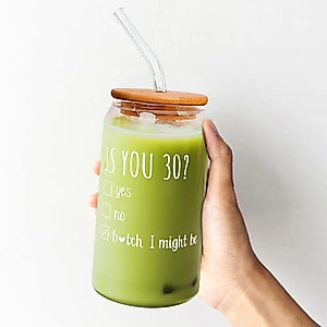 30th Birthday Gifts for Her - Happy 30th Birthday Decorations for Women - Funny 30 Birthday Gifts for Women - 30 Year Old Birthday Gifts for Women, Wife, Sister, Best Friend, Coworker - 16Oz Can Glass