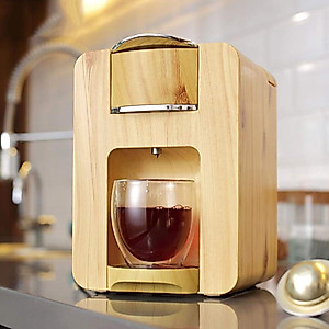 KELUNIS Italian Capsule Coffee Machine, Espresso Maker Fully Automatic 19Bar High Pressure DIY Drink Tea Machine Wood Grain Shell