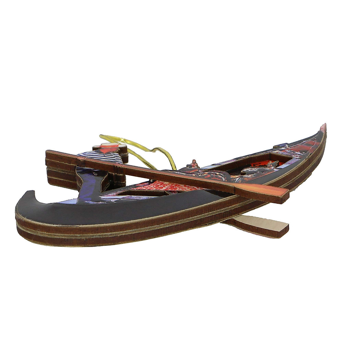 Italy Venice Gondola Christmas Ornament 5 Inches Multi-Layered Wooden Fiber