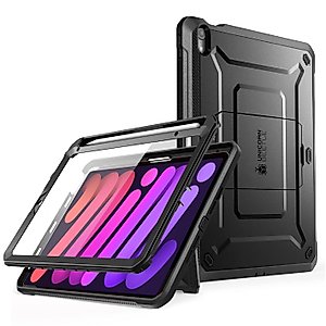 SUPCASE Unicorn Beetle Pro Series Case for iPad Mini 6th Generation 8.3 Inch (2021), Support Apple Pencil Charging with Built-in Screen Protector Full-Body Rugged Kickstand Protective Case (Black)