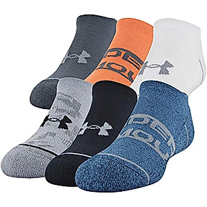 Under Armour Youth Essential Lite No Show Socks, 6-Pairs , Blue/Assorted , Small