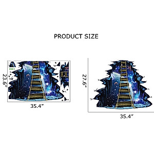 SENGTER Space Stickers 3D Wall Decor Galaxy Wallpaper Wall Stickers Planet Wall Stickers Waterproof Wall Decals Floor Stickers Ceiling Decor Wall Decorations for Living Room Kids Room Decor