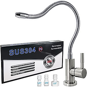2023 Lead-Free Drinking Water Faucet with Flexible Gooseneck, SUS304 Stainless Steel Beverage Kitchen Water Filter Faucet Fits Most Water Purifier Filter Filtration Systems or Reverse Osmosis Units