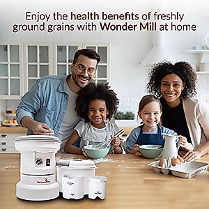 WONDERMILL- Grain Grinder Mill with Flour Canister, Grains & Beans Attachment - Electric Grain Mill Grinder, Wheat Grinder, Flour Mill Machine & Flour Mill Grinder for Home and Professional Use