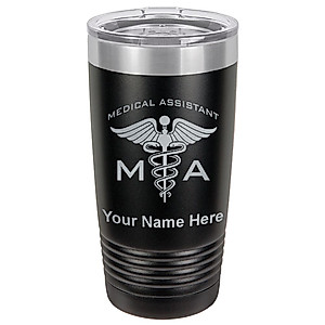 LaserGram 20oz Vacuum Insulated Tumbler Mug, MA Medical Assistant, Personalized Engraving Included (Black)