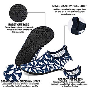 HIITAVE Baby Swim Water Shoes Non-Slip Quick Dry Barefoot Beach Aqua Pool Socks for Boys & Girls Kids Toddler Navy/Shark 3.5-4 M US Big Kid