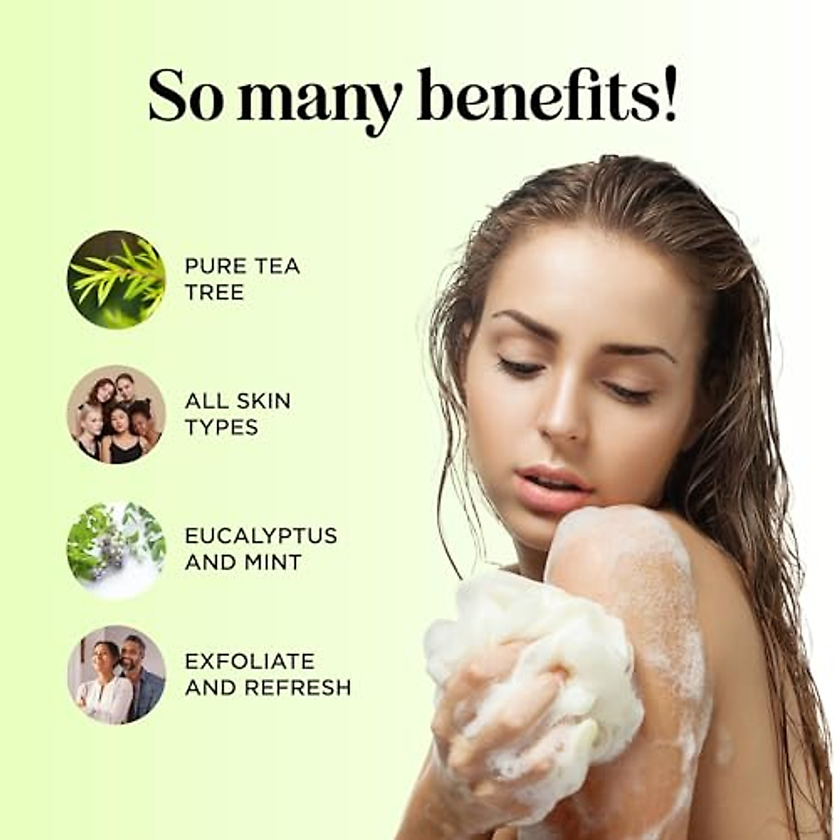 Tea Tree Oil Body Wash - Hydrating Shower Gel Tea Tree Body Wash for Women and Men - Women and Mens Body Soap with Peppermint and Tea Tree Essential Oil and Moisturizing Body Wash for Dry Skin Care