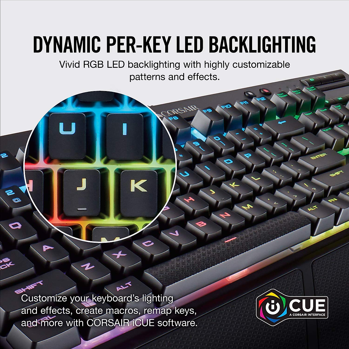 Corsair - K68 RGB Mechanical Gaming Keyboard RGB Backlit Cherry MX Red Switch - Black (Renewed)