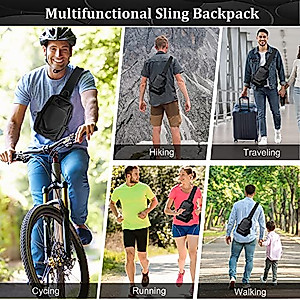 redaica Sling Bag for Women Men Crossbody Bag Sling Backpack with USB Charging Port, Chest Bag Waterproof Shoulder Bag Travel Daypack