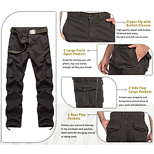 TRGPSG Men's Casual Relaxed Fit Cargo Pants Lightweight Hiking Pants Outdoor Combat Fishing Travel Pants Dark Gray 38