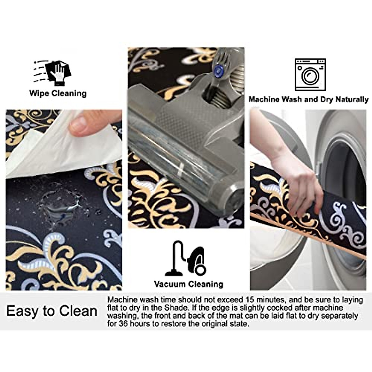 Cosilyt 1/10" Ultra Thin Extra Large 3×5 Feet and 24"×35" Front Door Mat Indoor Entryway Area Rug for Inside Entry, Waterproof Non Slip Washable Rubber Interior Door Mats Entrance Home, Boho Red