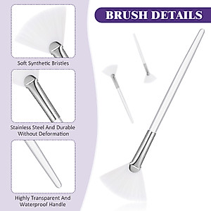 Maitys 6 Pieces Fan Mask Brushes Soft Fan Facial Mask Applicator Tools Brush Makeup Brushes Cosmetic Tools with Handle for Makeup Women(White Hair)