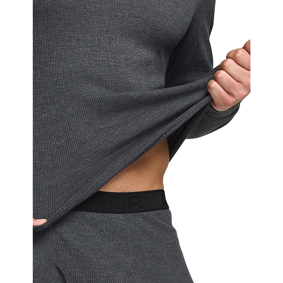 CQR Men's Long Sleeve Thermal Underwear Tops, Midweight Waffle Crewneck Shirt, Winter Cold Weather Thermal Shirts, 1 Piece of Top Dark Grey, XX-Large